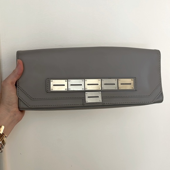 Botkier | Bags | Botkier Grey Clutch With Magnet Closure And Silver And ...